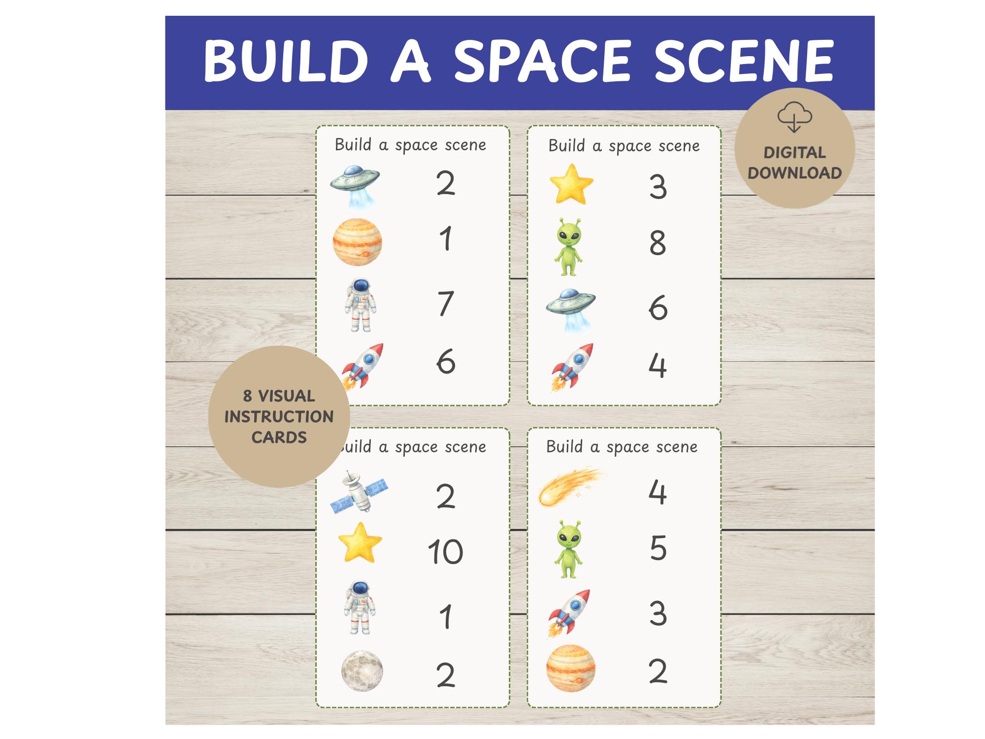 EYFS Space Counting Activity Printable | Build a Scene, Numbers to 10 ...