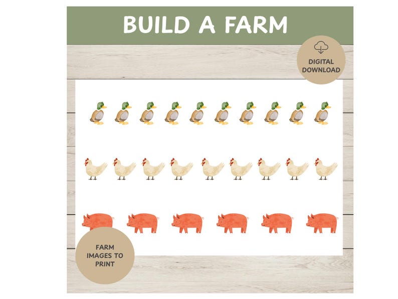 EYFS Farm Counting Maths Activity Printable | Kindergarten Build a ...
