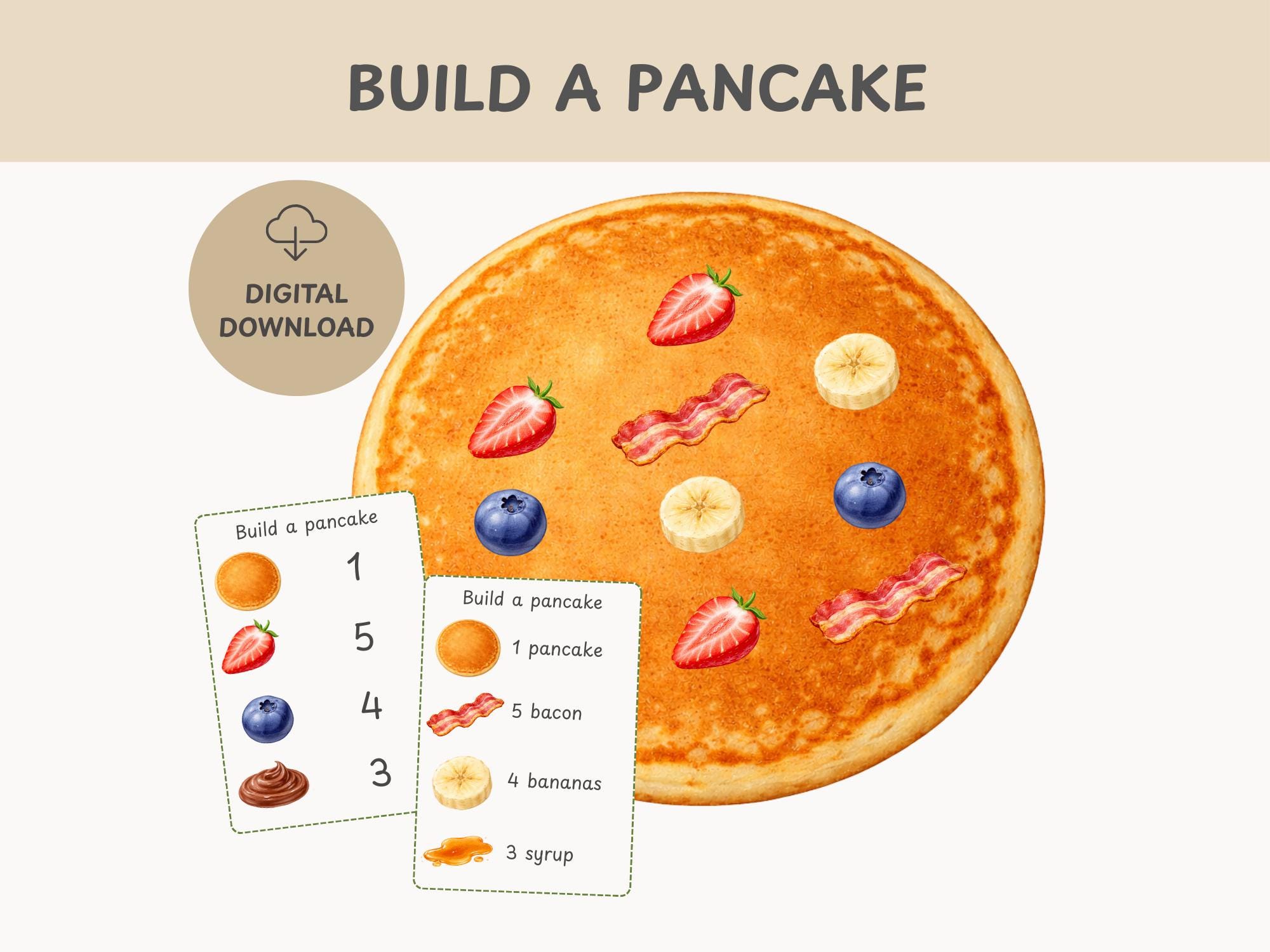 Build A Pancake Activity, Pretend Play Recipes (digital Download) - Etsy UK
