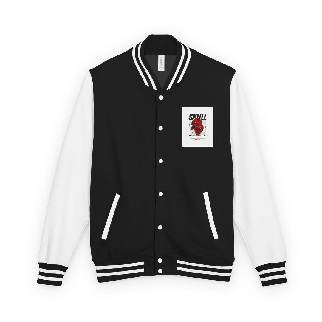 Skull Rose Graphic Letterman Jacket | Red White Varsity Jacket - Etsy