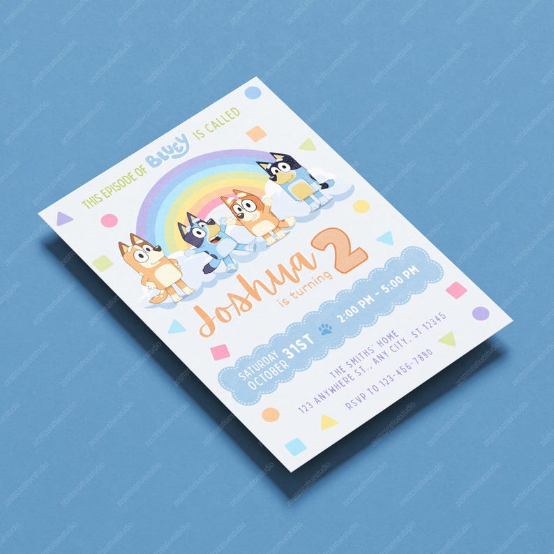Bluey Birthday Invitation for Girls & Boys | Bluey Party Invite | Bluey ...