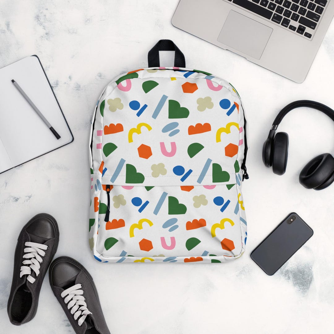 Colourful Kids Backpack, Playful Abstract Shapes, Vibrant Geometric ...