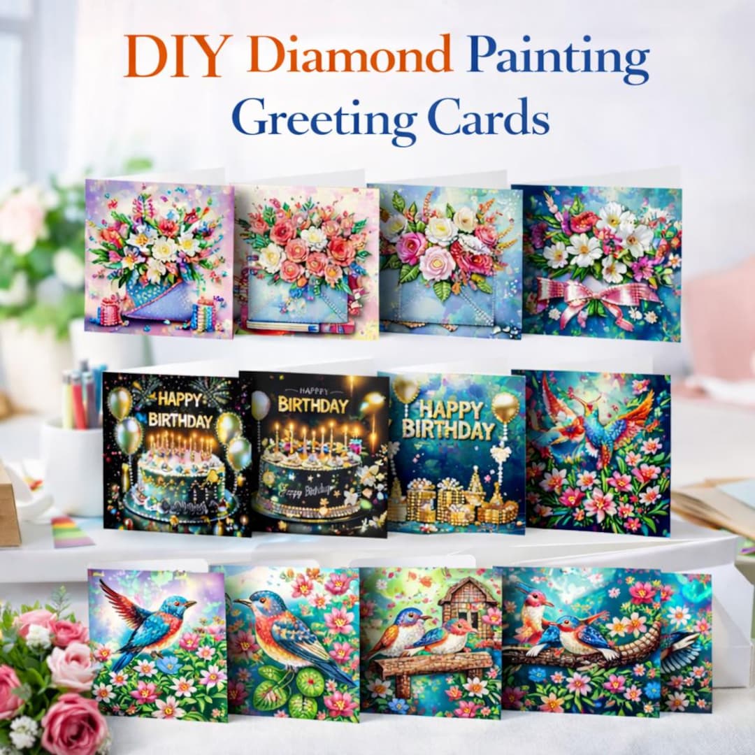 DIY Diamond Painting Greeting Cards Kit, Handmade Craft Cards With ...