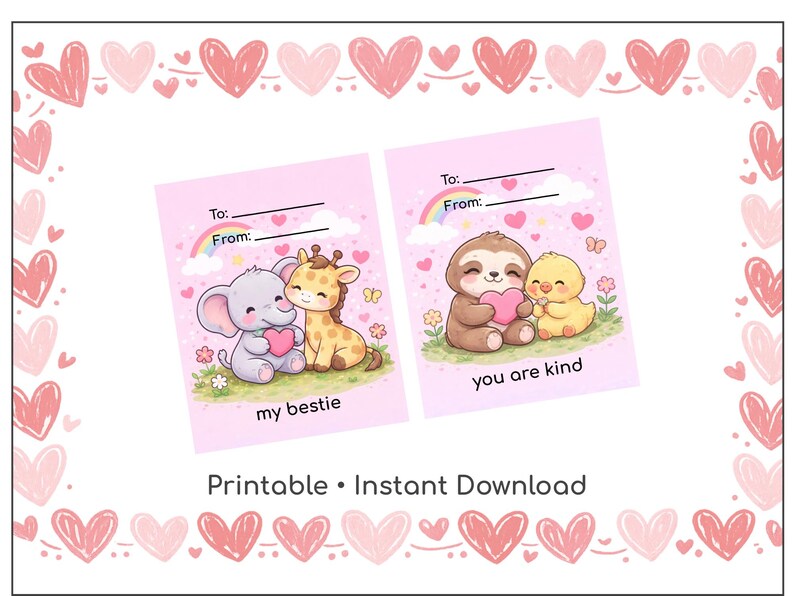 Animal Valentine's Day Cards for Kids | Printable Classroom Valentines ...