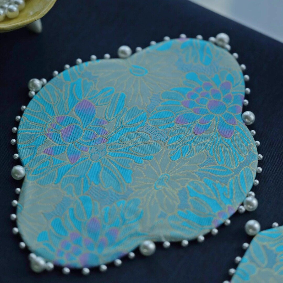 Silk Brocade Cup Mat, Octagon Teapot Coffee Coaster With Faux Pearls - Etsy