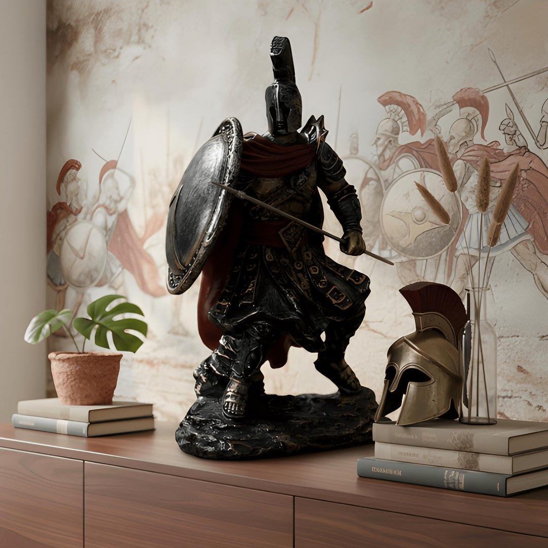Ancient Roman Spartan Warrior Statue Resin Figurine Retro Military Home ...