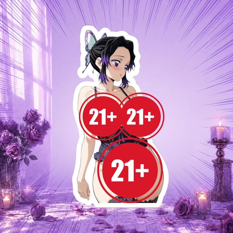 Anime Babe Lingerie Kiss-cut Sticker | Curvy Waifu Character Decal ...