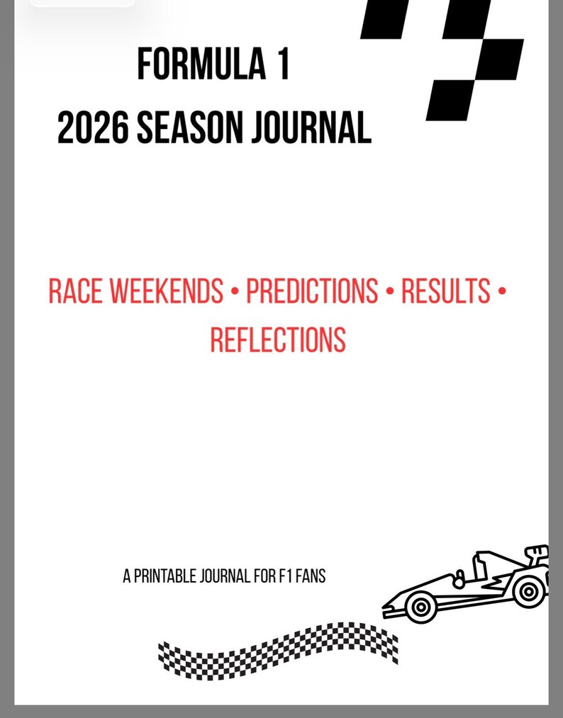 F1 2026 Season Journal | Race Tracker & Fan Logbook (PDF) - Etsy UK