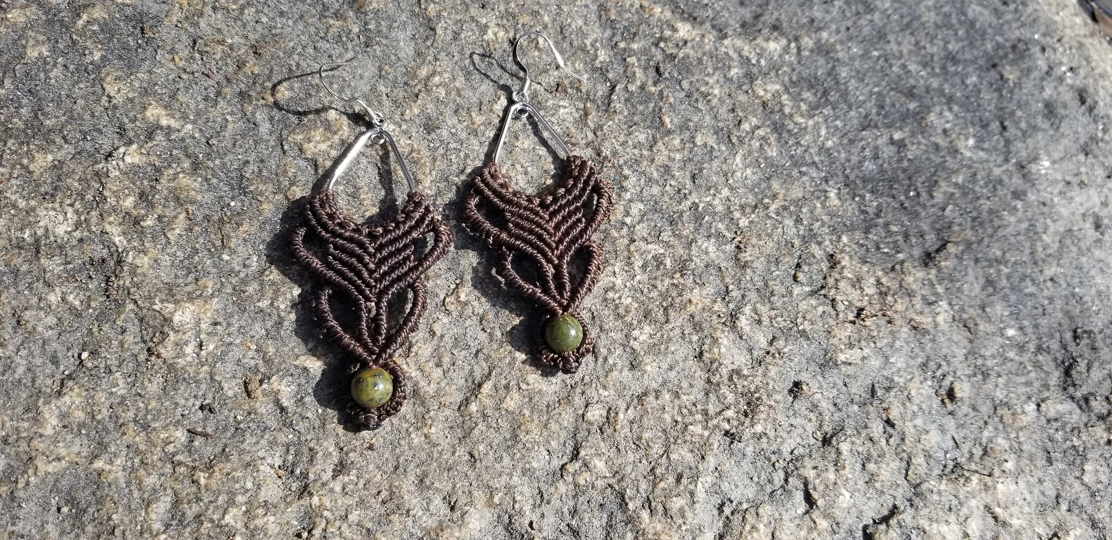 Macrame Earrings/ Jade Beads/ Circular/ Dangle & Drop/ | Etsy