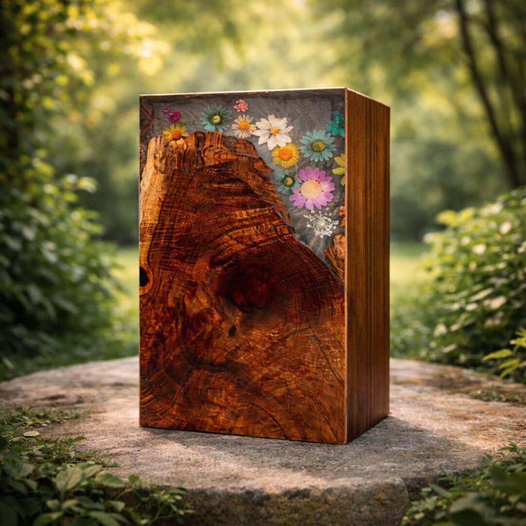 Personalized Urn Box for Ashes | Custom Photo & Engraved Rosewood ...