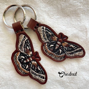 Vintage Style Moth Keyfob - Tooled Leather - Hand Painted Leather ...
