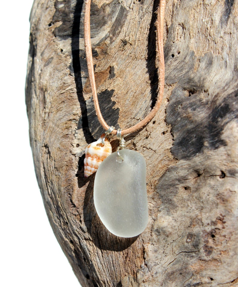 Hawaiian Clear Beach Glass & Tidal Snail Shell Wire Wrapped in - Etsy