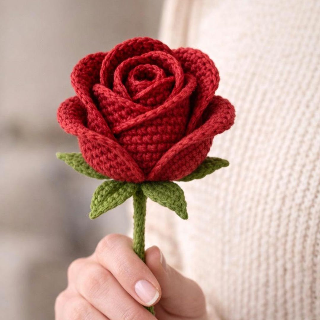 Realistic Crochet Rose Flower Pattern PDF, Amigurumi Bouquet Tutorial ...