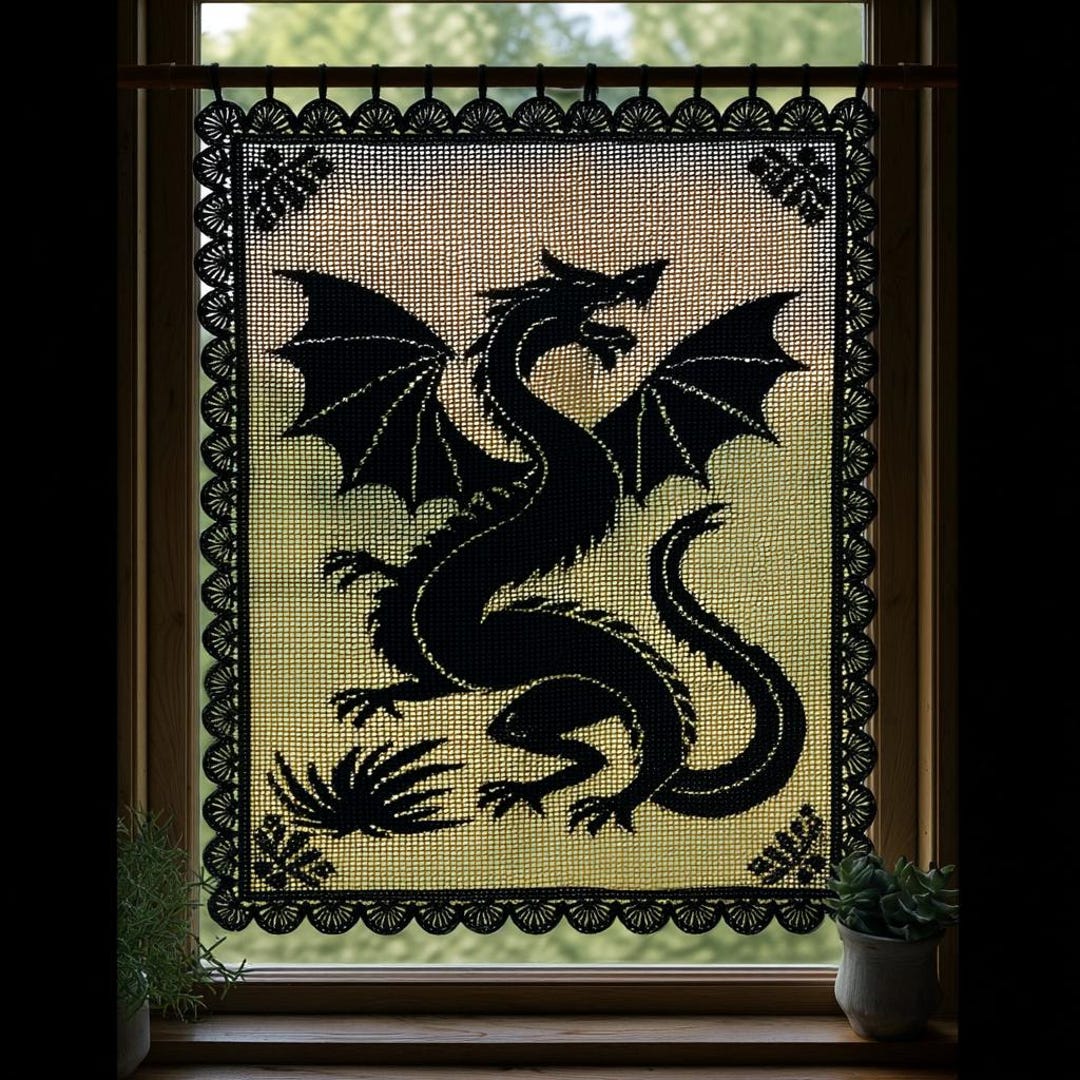 Chart Pattern + Written Instructions for This Filet Crochet Dragon ...