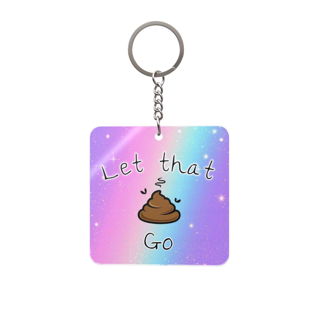 Let That Go Poop Emoji Keychain | Square Keychain, Pastel Gradient - Etsy