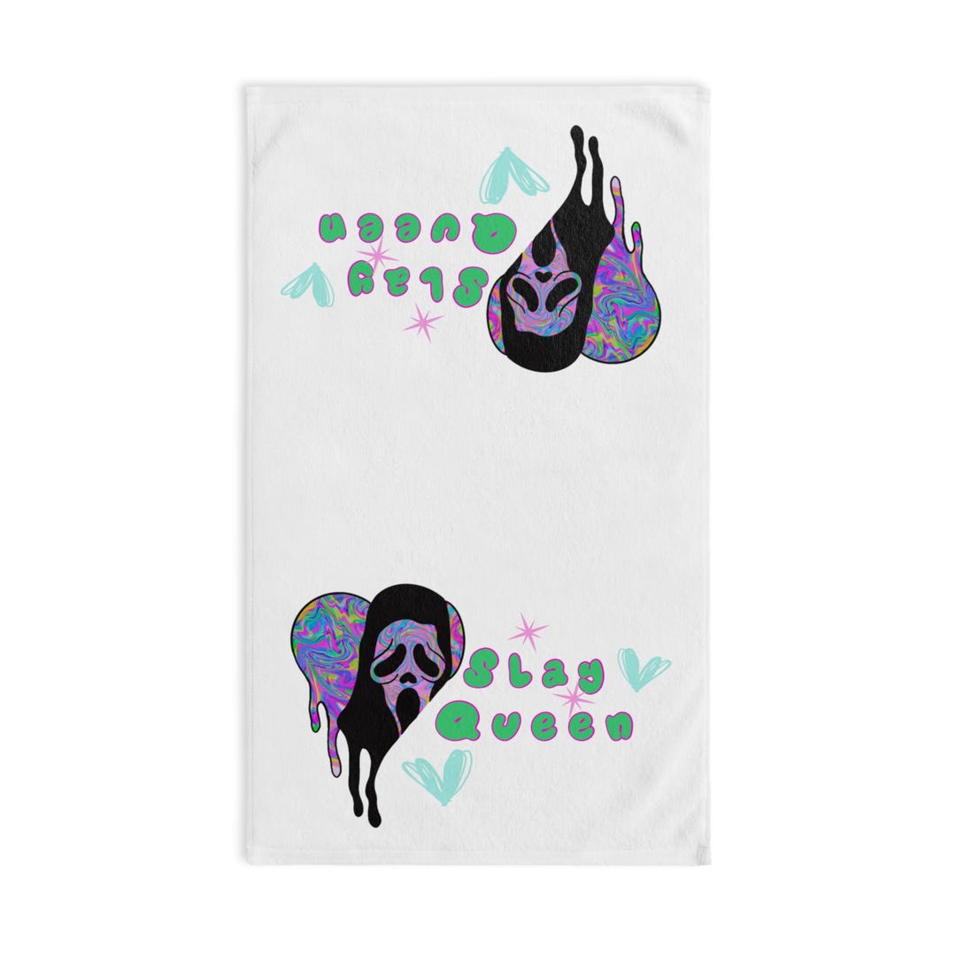 Slay Queen Dripping Ghostface Hand Towel | Spooky Pastel Heart Horror ...