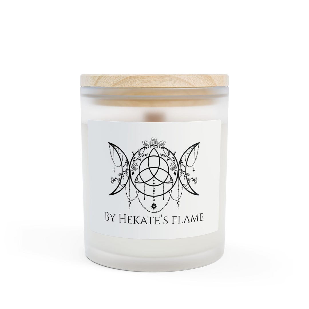 Triple Moon Witchcraft Symbol Hekate Devote Frosted Glass Candle | 11oz ...