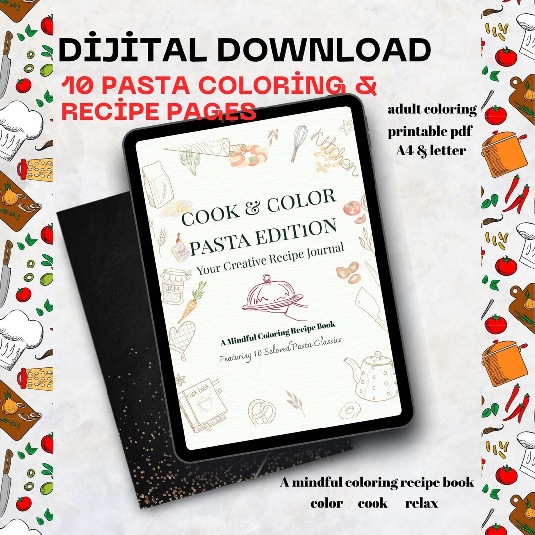 Printable Recipe Page, Mindful Coloring Art PDF , Digital Download - Etsy
