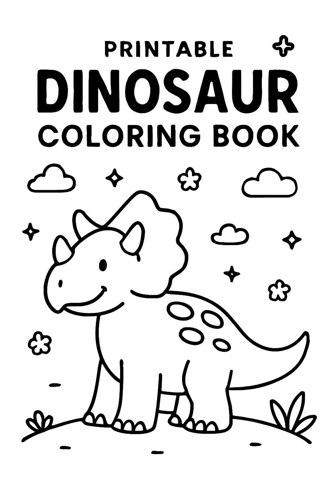 8 Pages Easy Dinosaur Coloring Book Printable Preschool and ...