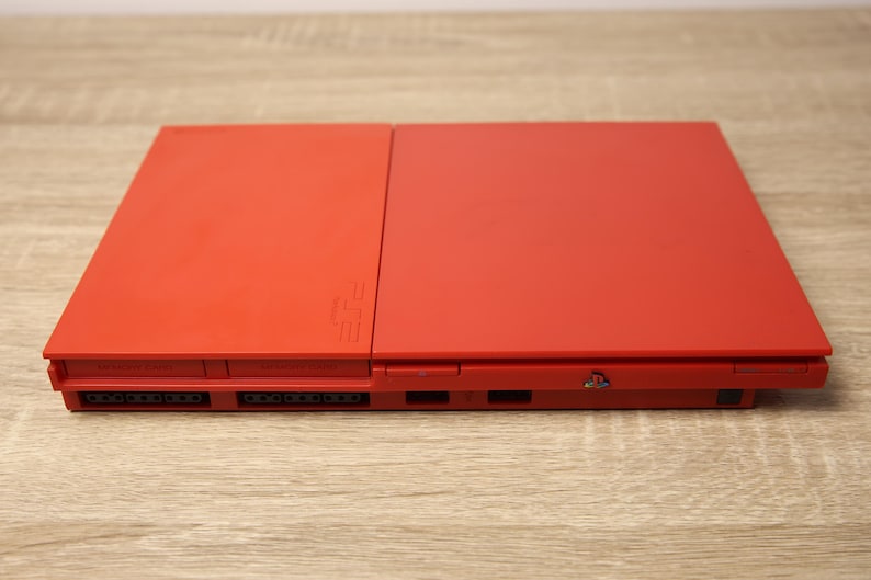 Playstation 2 (PS2) Slim Cinnabar Red - SCPH-90006 (220 Volt) Console ...