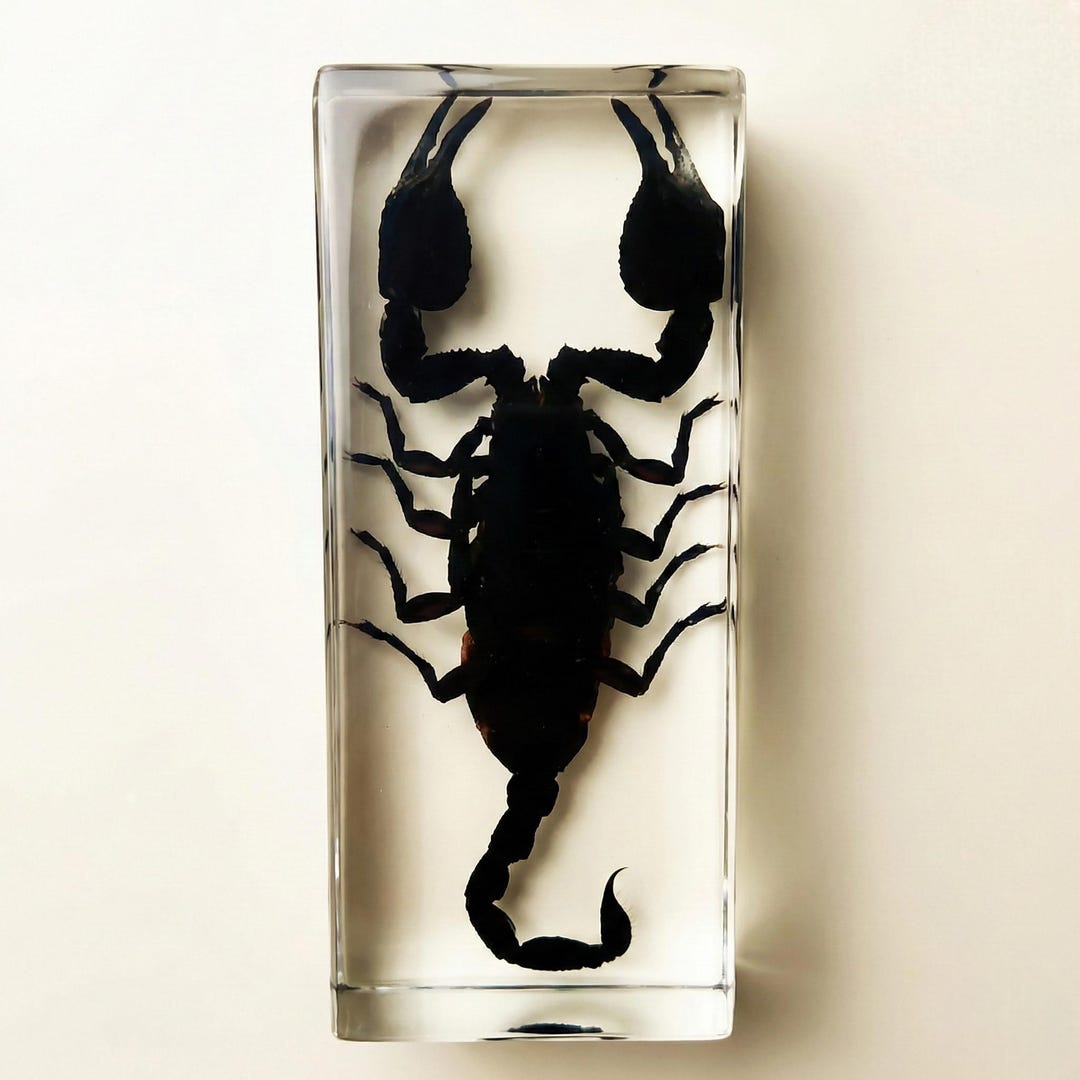 Large Forest Scorpion in Crystal Resin Monolith - Real Insect Specimen ...