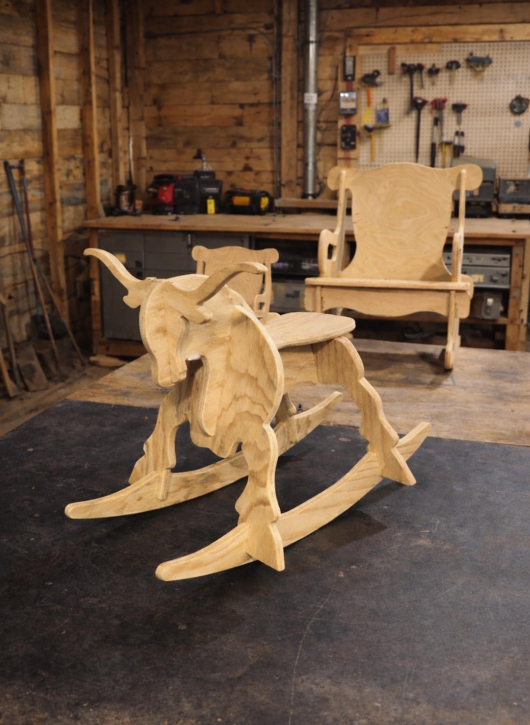 Handmade Wooden Bull Rocker Toy – Montessori Toddler Ride-on (ages 1–4 ...