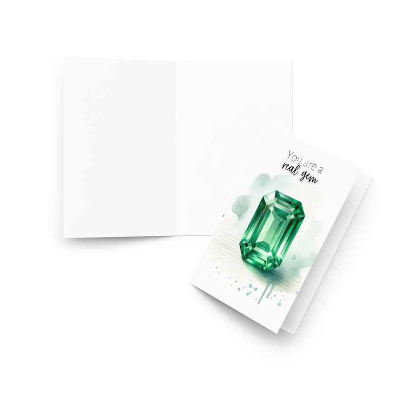Digital Emerald Greeting Card, Printable Watercolor Emerald Card, May ...