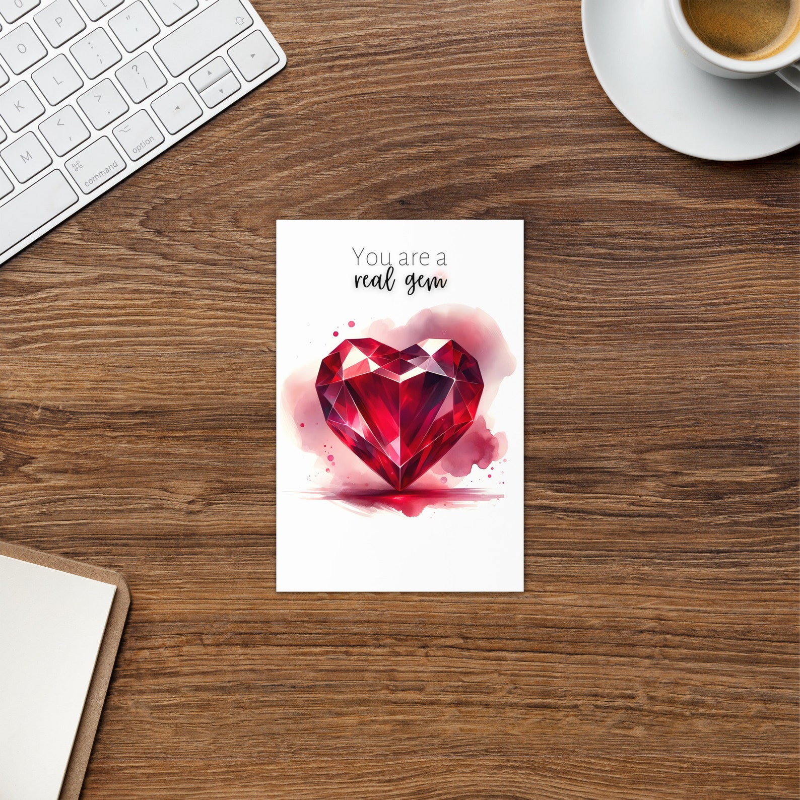 You Are a Real Gem, Watercolor Ruby Heart, Gemstone Birthday Card ...