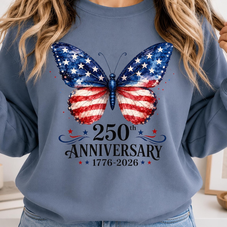 Butterfly America 250 SVG PNG , USA 250th Anniversary Shirt Design ...