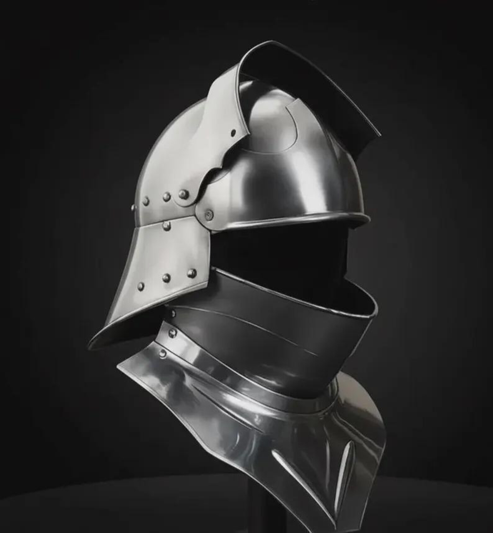 Handmade Steel Knight Sallet Helmet With Gorget | Gothic Medieval Armor ...