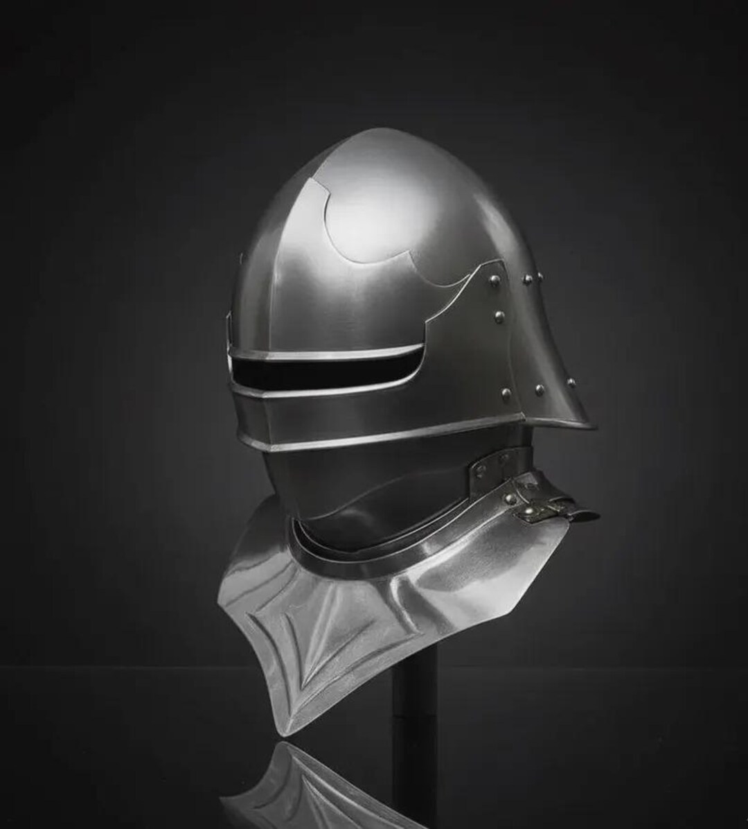 Handmade Steel Knight Sallet Helmet With Gorget | Gothic Medieval Armor ...