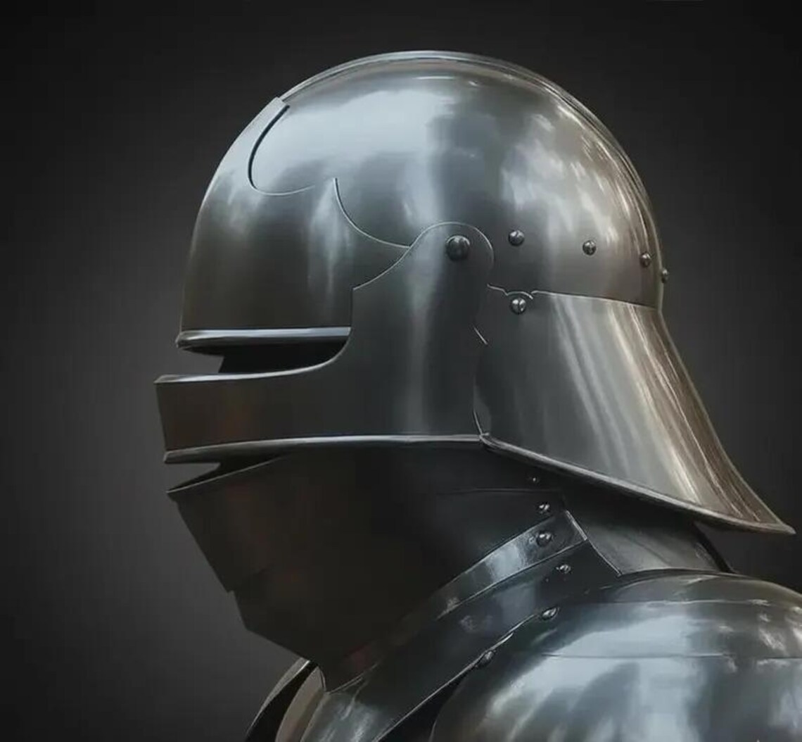 Handmade Steel Knight Sallet Helmet With Gorget | Gothic Medieval Armor ...