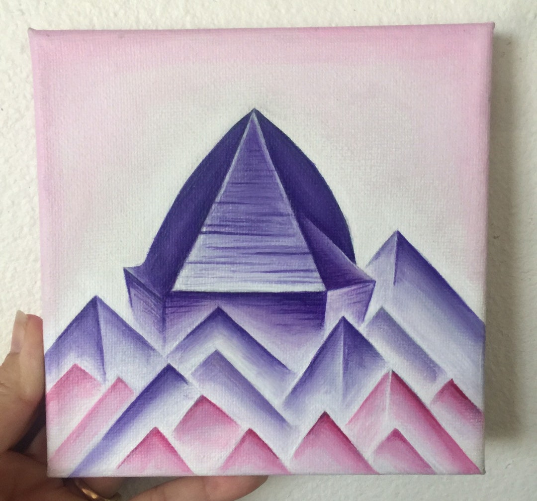 Pintura de cristal de amatista púrpura brillante sobre lienzo, 6 x 6 ...