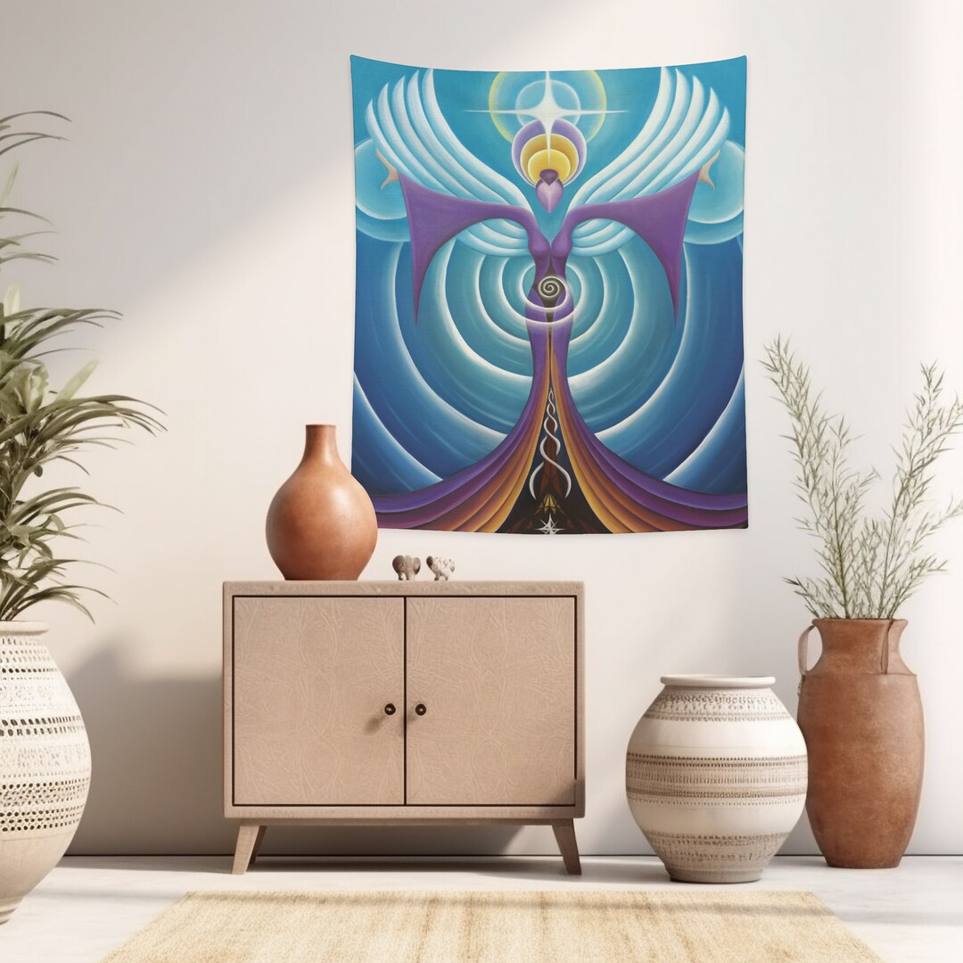 Healing Angel Indoor Wall Tapestry Angel Art Wall Hanging Sacred Prayer ...
