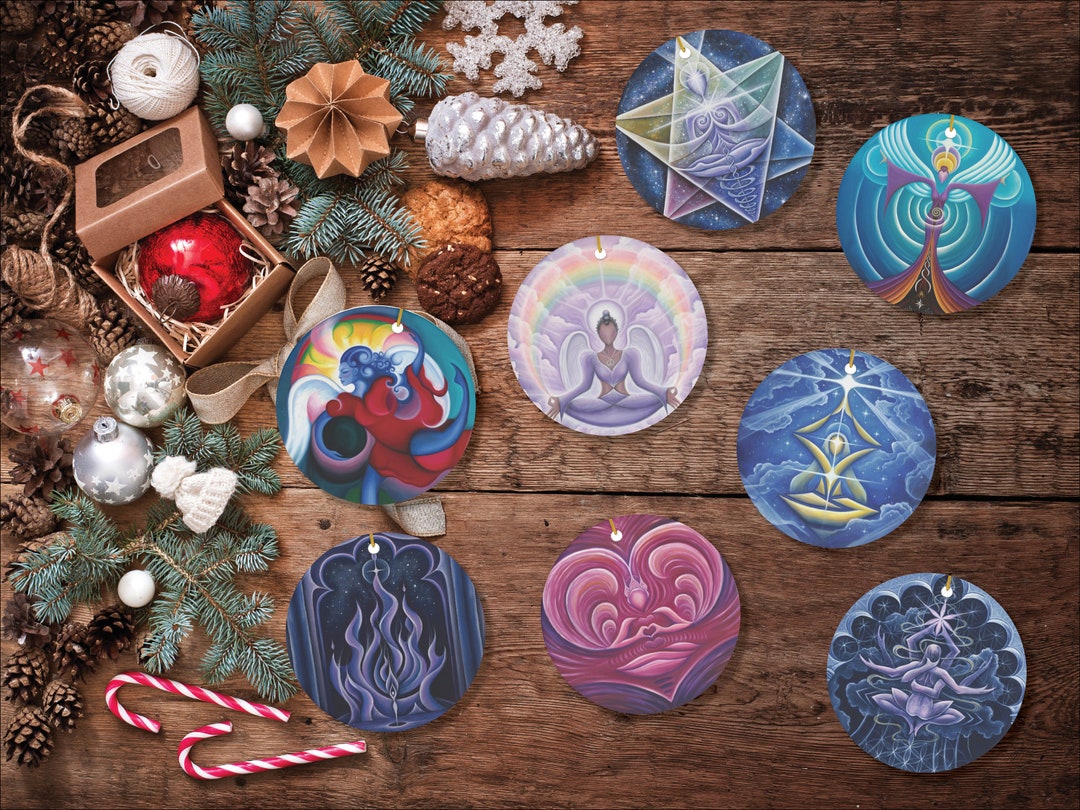 Spiritual Christmas Tree Ornaments - Multiple Circular Ceramic ...