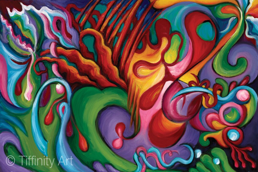 Psychedelic Abstract Expressionist Oil Painting on Canvas, 24 X 36 ...