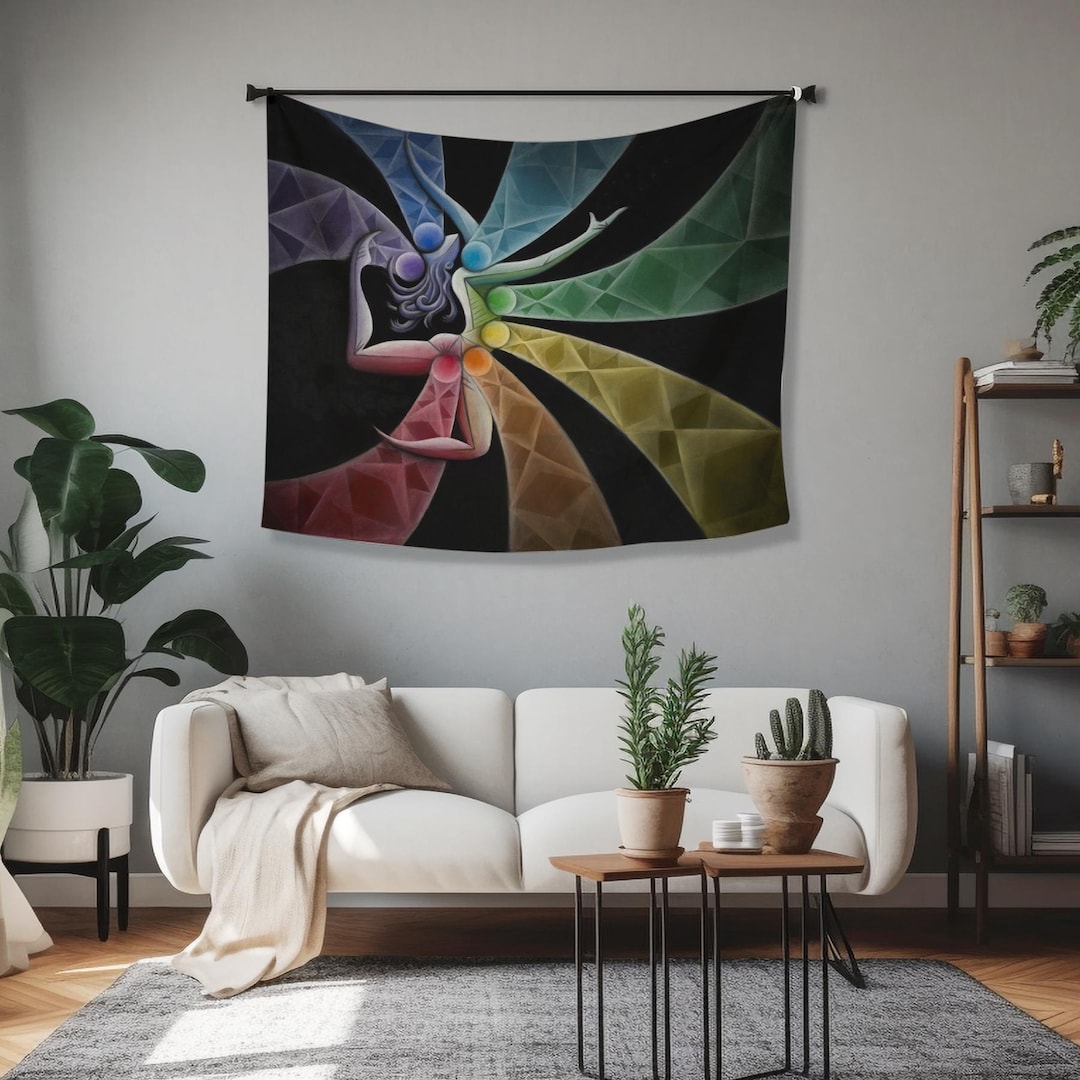 Rainbow Chakra Dancer Indoor Wall Tapestry - Yoga Wall Hanging ...