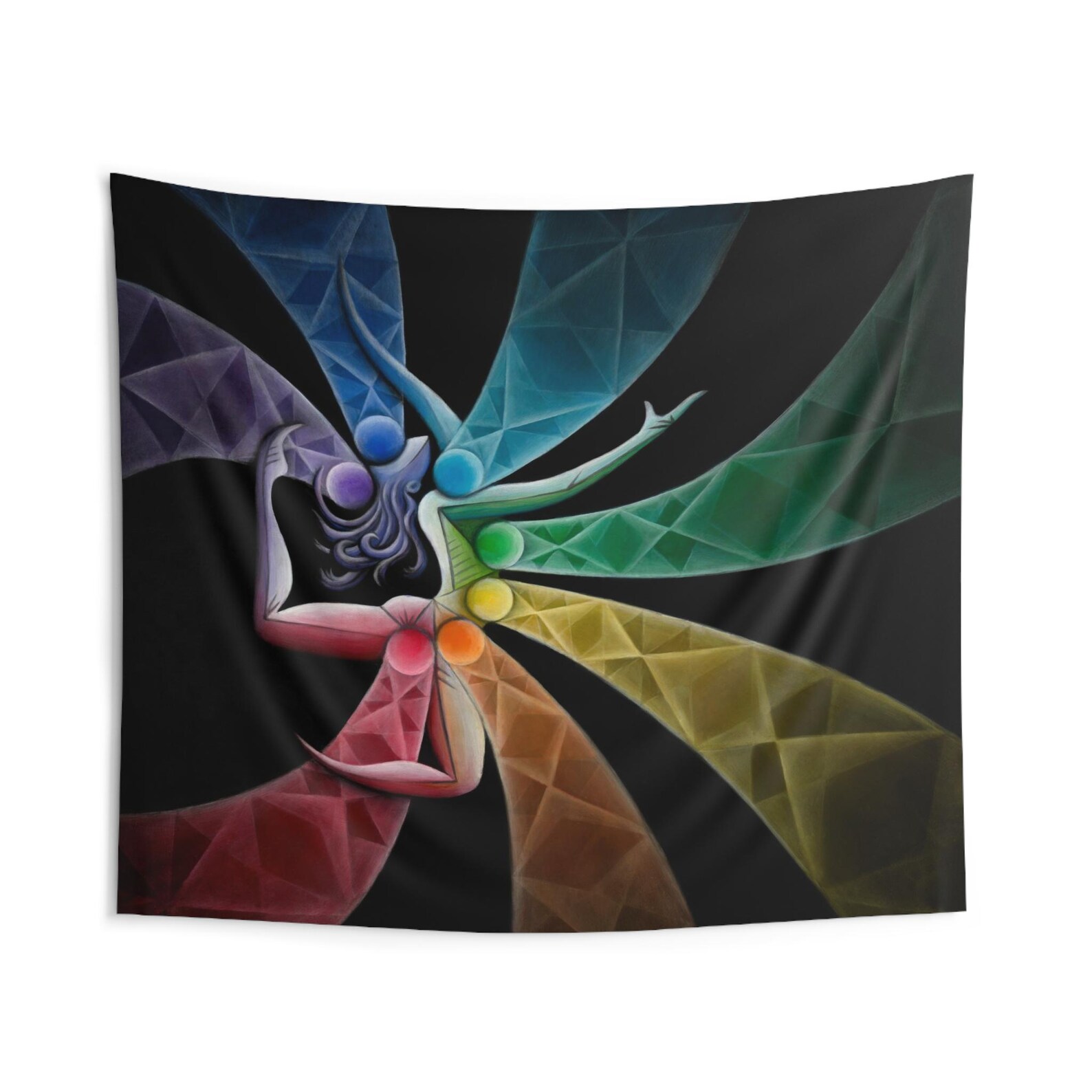 Rainbow Chakra Dancer Indoor Wall Tapestry - Yoga Wall Hanging ...