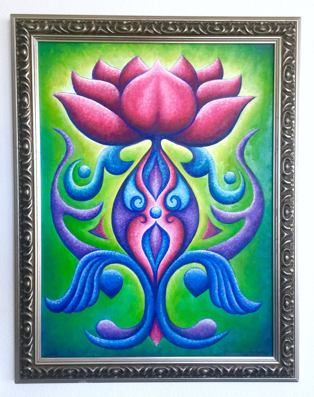 Lotus Temple Rising, Framed Oil Painting on Canvas, 18 X 24, by ...