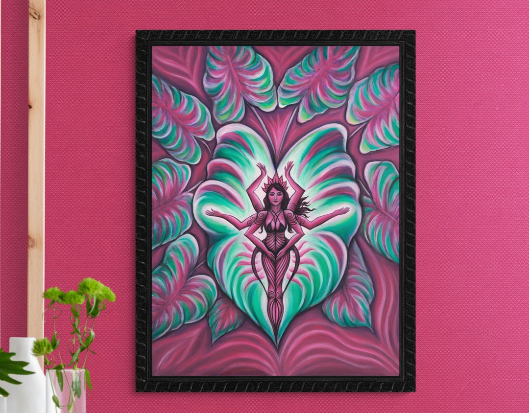 Lalita, Lady of the Caladiums - Sexy Goddess Art - Pink Plant Wall Art ...