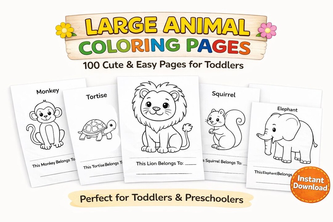 100 Large Animal Coloring Pages for Toddlers & Preschool | Farm, Jungle ...