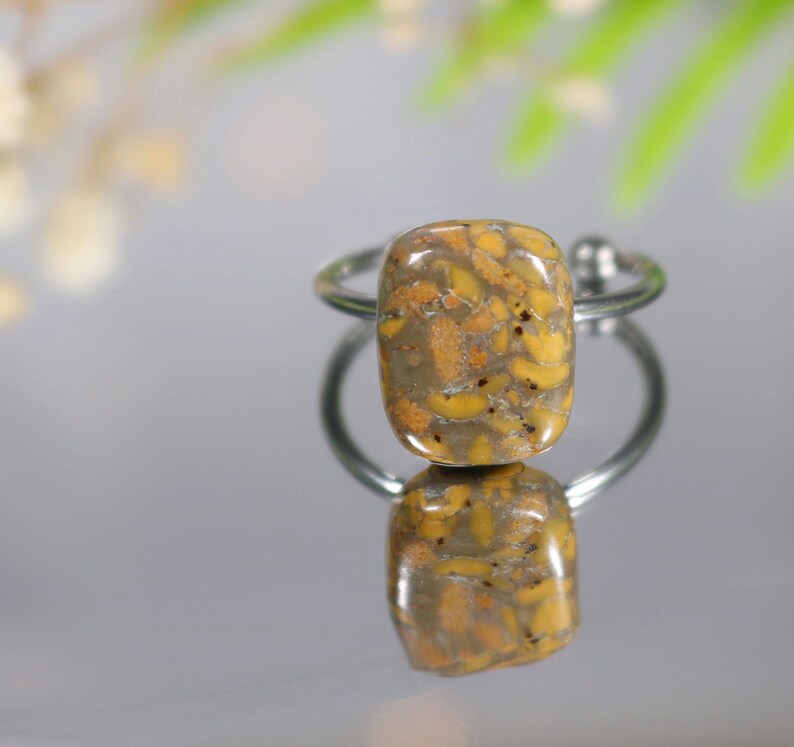 Adjustable Natural Stone Ring, Boho Crystal Jewelry, Handmade One Size ...