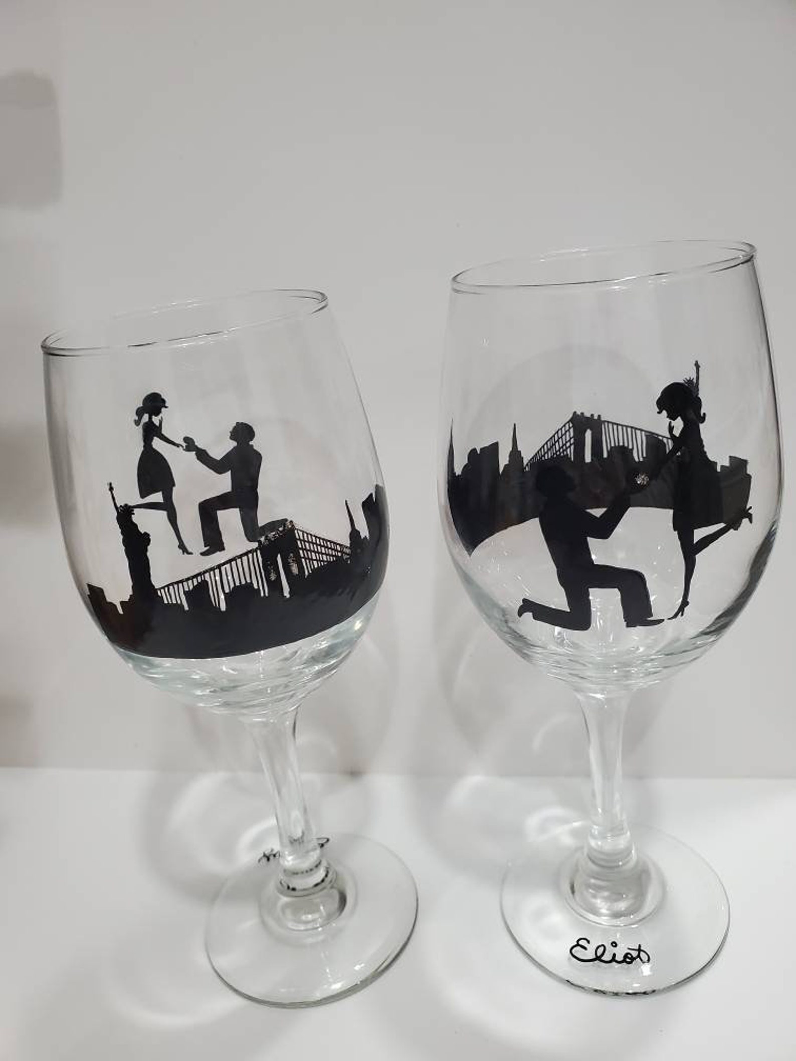 Hand Paintedwedding Wine Glass Proposal Engagement Set of - Etsy