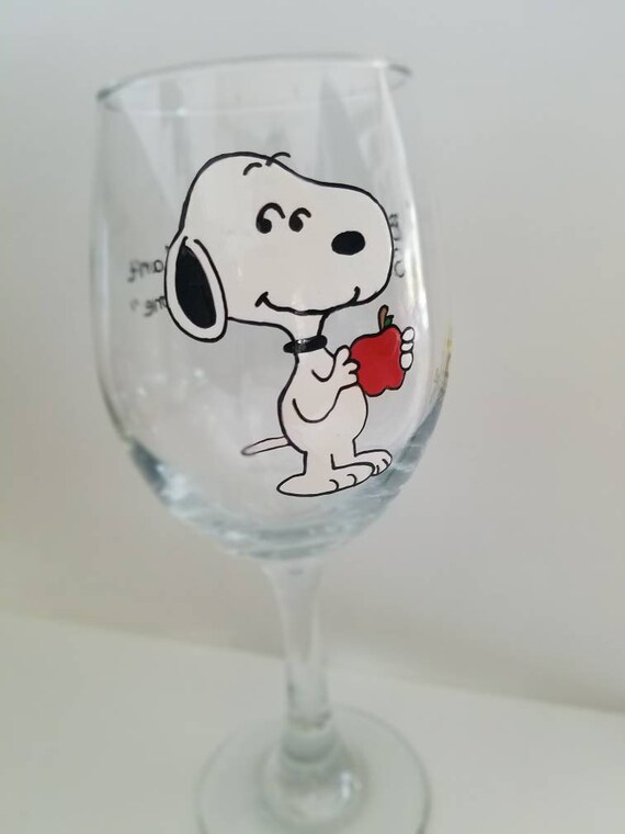 Decorative snoopy peanuts woodstock inspired hand painted wine | Etsy