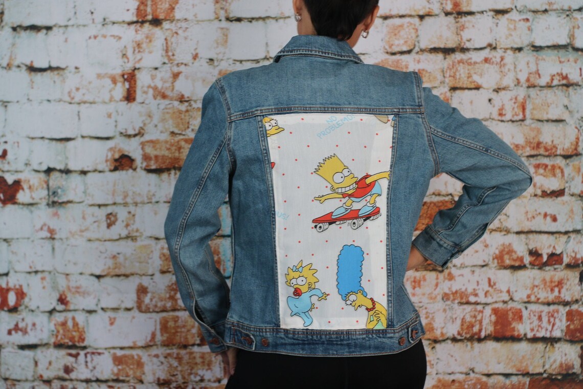 Handmade Simpsons,90s Cartoon Show, Jean Jacket, - Etsy