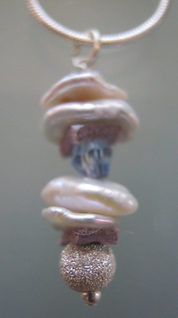 Keisha Coin Pearl Leather and Swarovski Crystal 925 Silver | Etsy