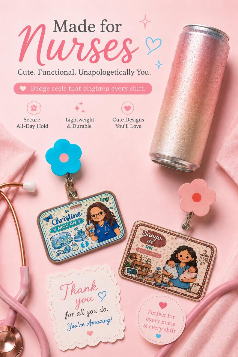 Custom Nurse Badge Buddy | Cozy Doodle, Personalized RN Gift - Etsy