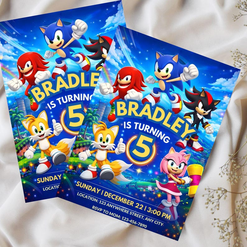 Editable Sonic Birthday Invitation Template, Sonic the Hedgehog Party ...