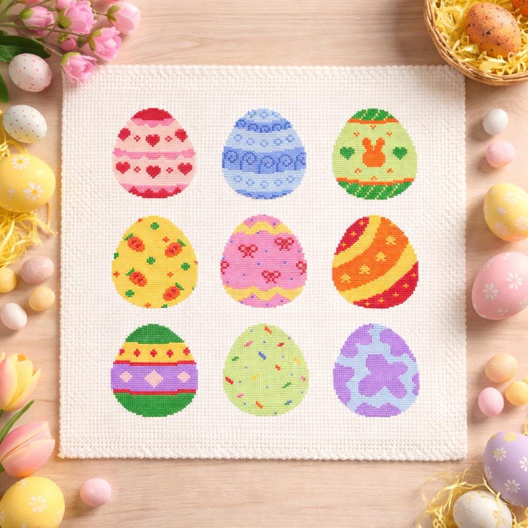 Easter Eggs Cross Stitch Pattern, Colorful Spring Decor (PDF Pattern ...