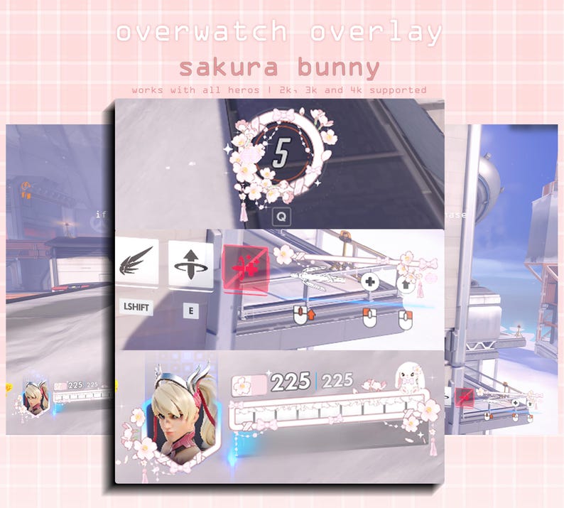 Sakura Bunny Overwatch HUD Overlay Pack | Stream Assets | OBS ...